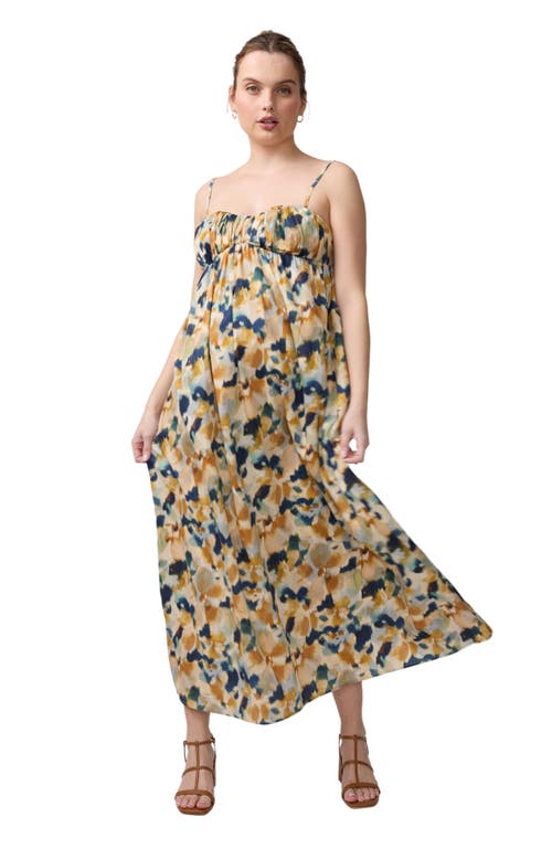 INGRID & ISABEL® Ingrid & Isabel Watercolor Floral Print Cotton Poplin Maternity Maxi Dress